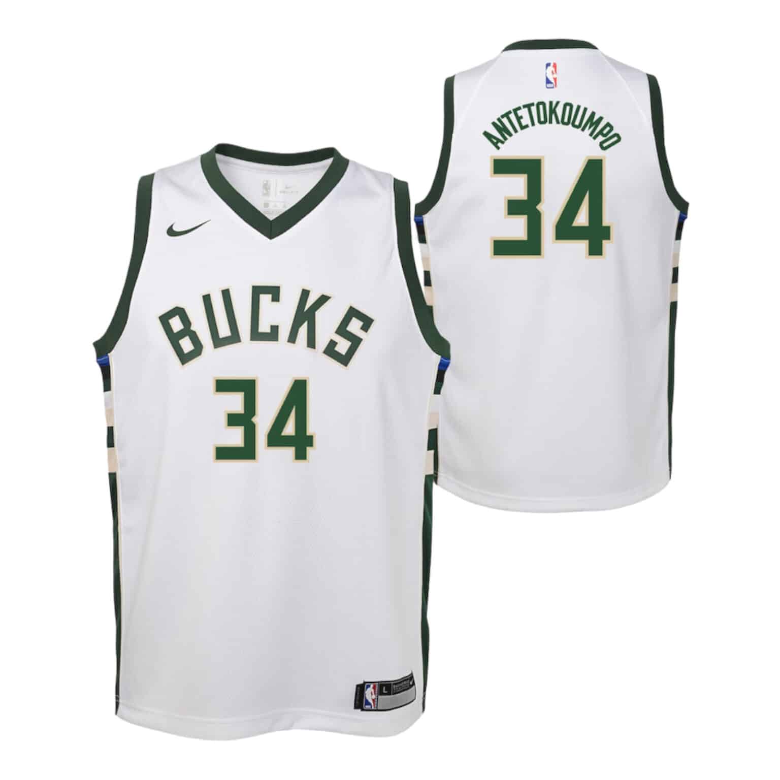 Camiseta Milwaukee Bucks Nike - Giannis Antetokounmpo #34 Blanca NBA ...